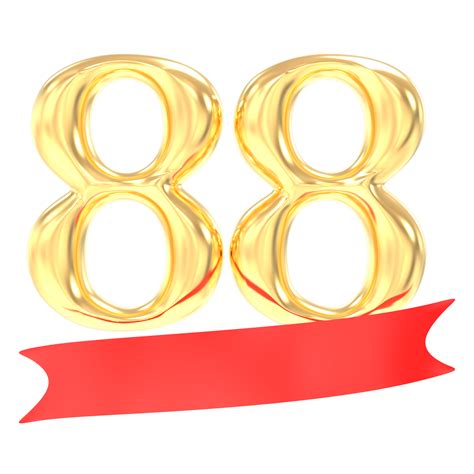 Anniversary 88 Number Gold And Red 3d Rendering 45496727 Png