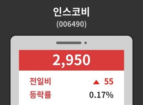 인스코비 006490 오후 12시 30분 기준 및 종목동정과 증시정보 데일리시큐