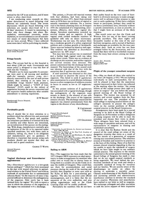 Vaginal Discharge And Enterobacter Agglomerans The Bmj