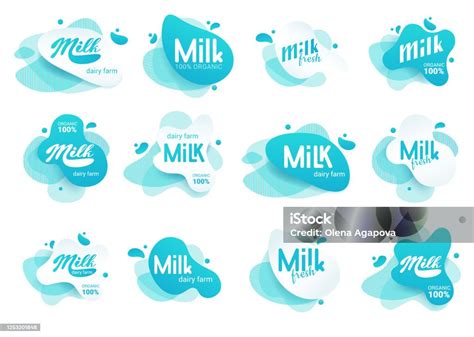 스플래시와 볼트가 있는 우유 배지와 유제품 라벨 드롭 앤 스플래시가 있는 밀크 배지는 패키지 라벨을 보관할 수 있습니다 액체