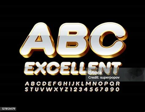 벡터 우수한 알파벳 3d 화이트 및 골드 글꼴 고객에 대한 스톡 벡터 아트 및 기타 이미지 고객 고급 광고 Istock
