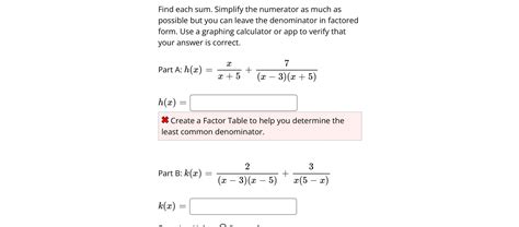 solved find each sum simplify the numerator as much as