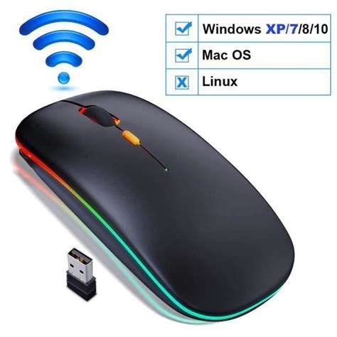 Souris Ordinateur Souris Sans Fil RGB Bluetooth Rechargeable USB Pour PC Et Ordinateur Portable