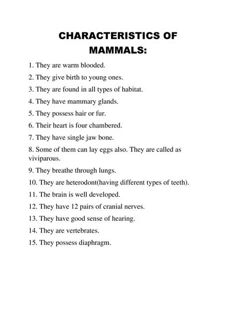 Notes On Mammals Notes Learnpick India