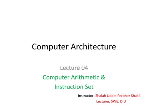 Computer Architecture Lecture Slide 2 Course Se 222 Ppt