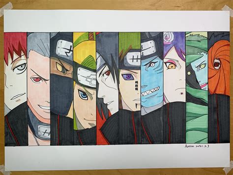 Drawing 10 Akatsuki Members Naruto Shippuden Naruto Drawings Naruto