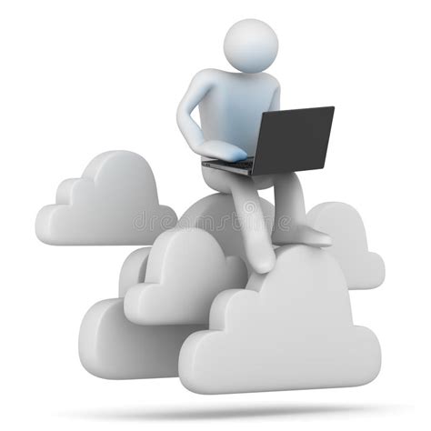 Man Sitting On Cloud Computing Symbol Stock Illustration Illustration Of Connection Sign