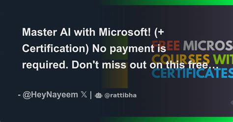 Master Ai With Microsoft Certification No Payment Is Required Don