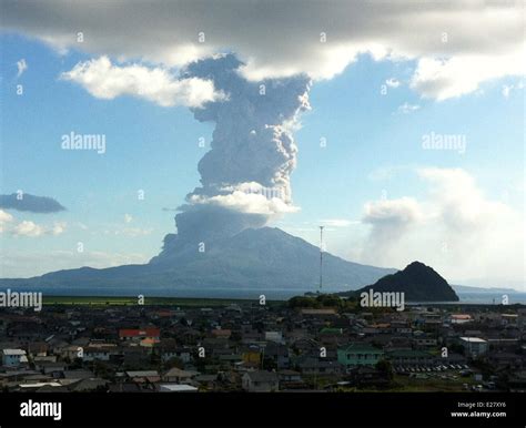 View Of The Japanese Volcano Sakurajima In Kagoshima Japan On August