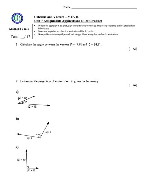 Dot Product Assignment Name