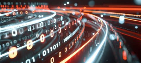 Vibrant Neon Binary Code Grid Amidst Swirling Abstract Shapes For A