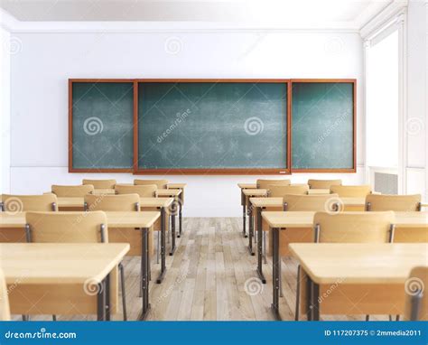 Empty School Classroom 3d Rendering Stock Illustration Illustration Of Inside Modern 117207375