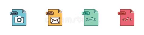 Set Raw File Document Eml Xsl And Html Icon Vector Stock Vector Illustration Of Concept