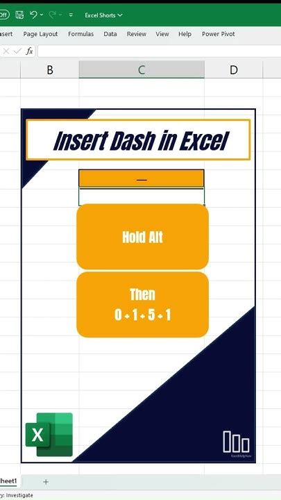 insert dash excel hotkey excelhelpnow shorts excel exceltips