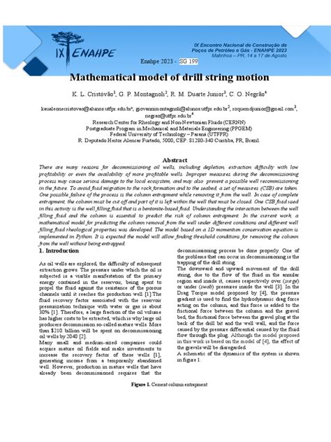 Artigo Nas Normas Mathematical Model Of Drill String Motion Pdf
