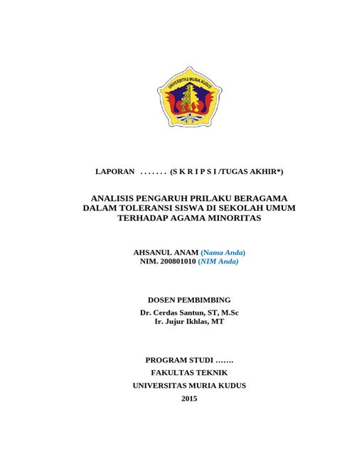 Template Laporan Skripsi Tugas Akhir Ft Umk Pdf
