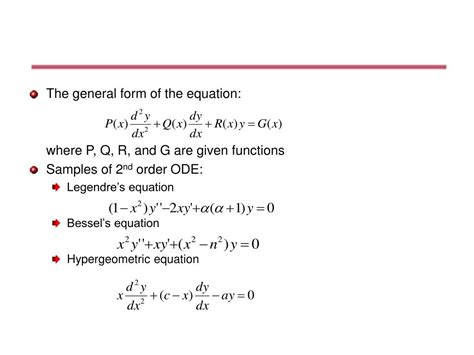 Ppt Linear Second Order Ordinary Differential Equations Powerpoint