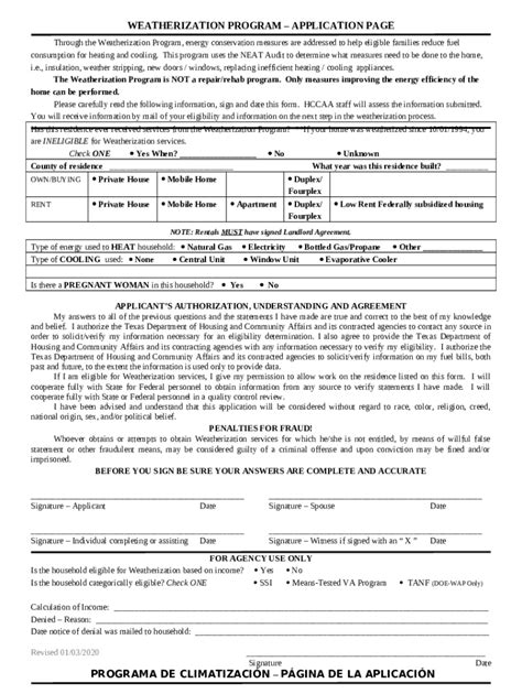 Weatherization Programweatherization Application Doc Template Pdffiller
