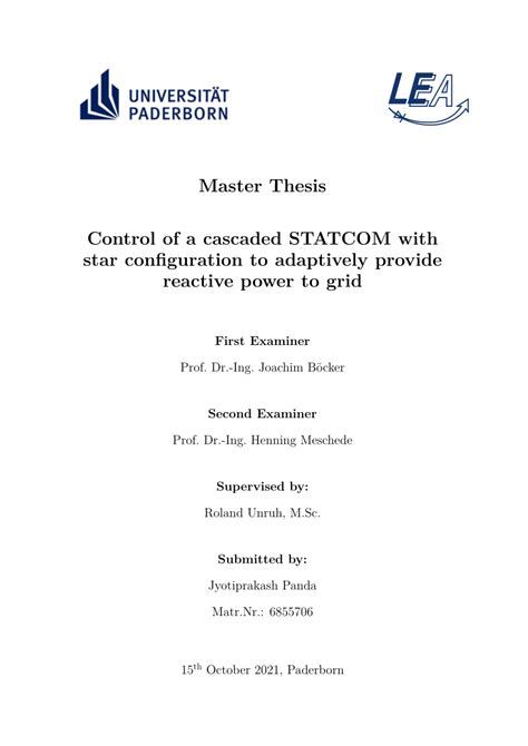 Pdf Control Of A Cascaded Statcom With Star Configuration To