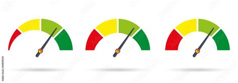 Speedometer Icon Set Gauge Speed Meter Risk Indicator With Arrow And Colorful Scale
