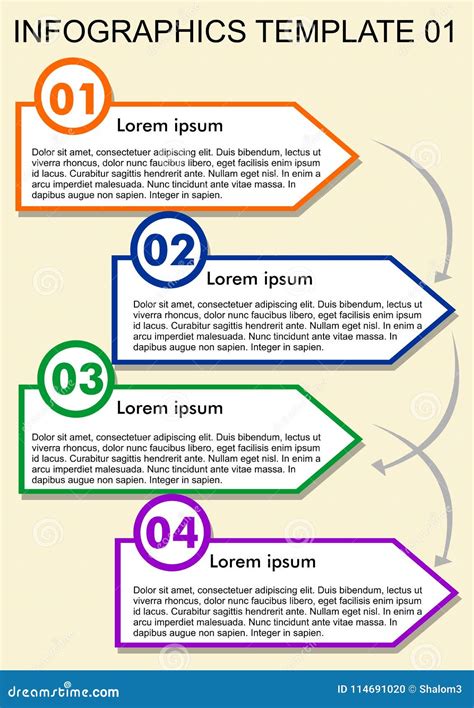 Infographic Template Process In Four Steps Vizualization With Numbers Icons Copy Space In