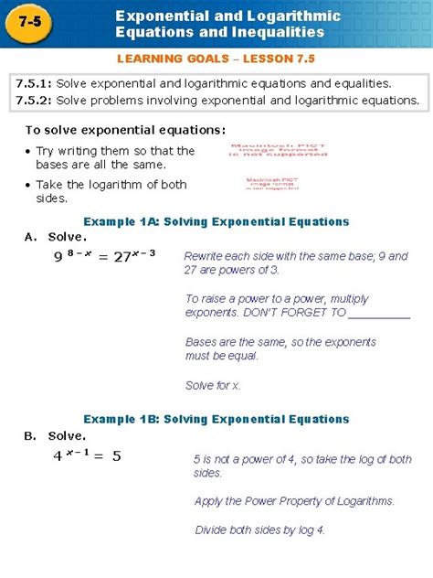 Exponential And Logarithmic Equations And Inequalities