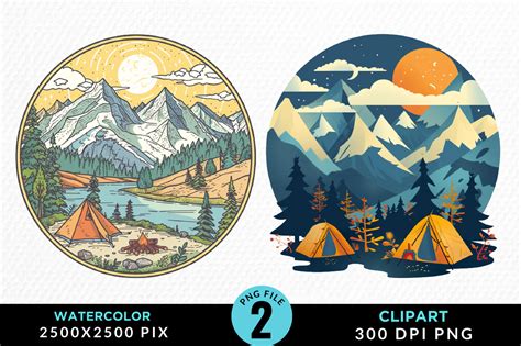 Watercolor Camping Clipart Png Design Graphic By Regulrcrative