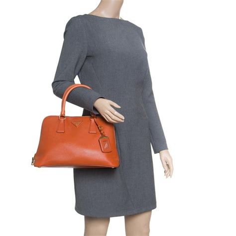 Prada Orange Saffiano Lux Leather Promenade Tote For Sale At 1stdibs