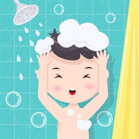 Chico Tomar Una Ducha Vector Premium