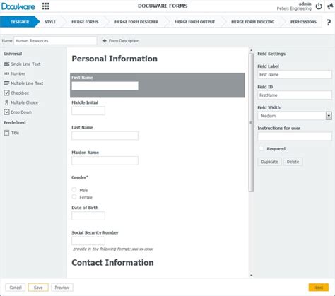 docuware forms employee on boarding