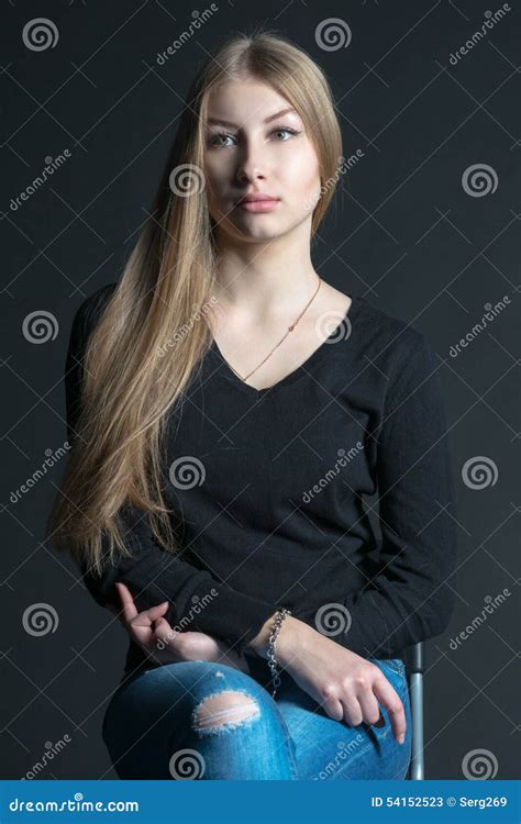 Spiritual Portrait Of The Russian Beautiful Girl With Long Hair Stock