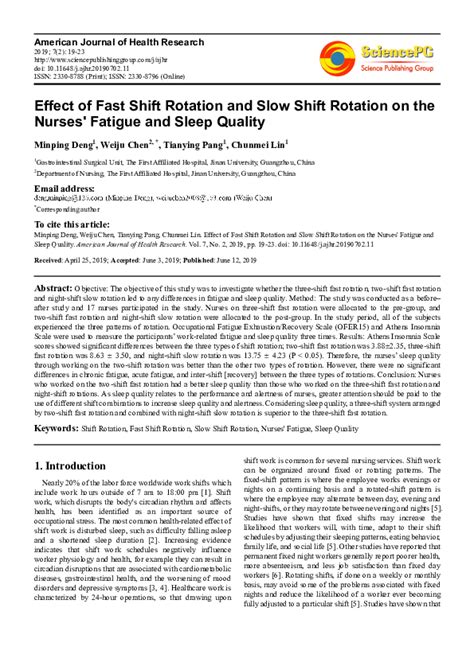 Pdf Effect Of Fast Shift Rotation And Slow Shift Rotation On The