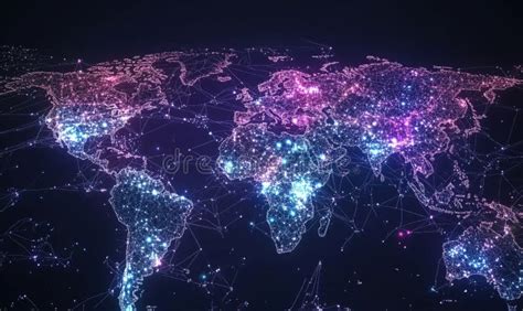 Vibrant Network Glowing Nodes Representing Digital Connections Data