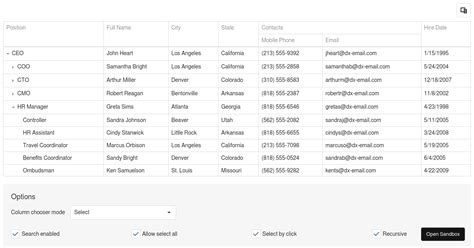 Column Chooser Devextreme Tree List Codesandbox