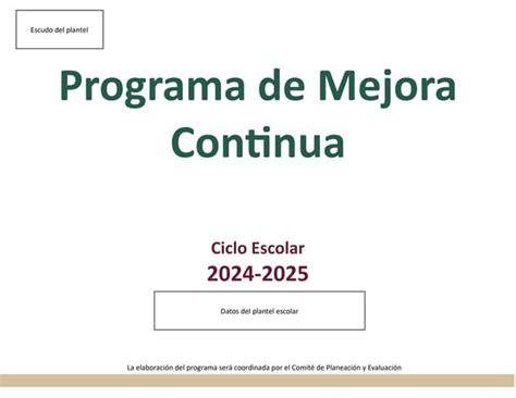 Programa De Mejora Continua Ciclo Escolar2024 2025 Pdf
