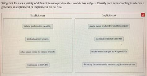 solved widgets r us uses a variety of different items to