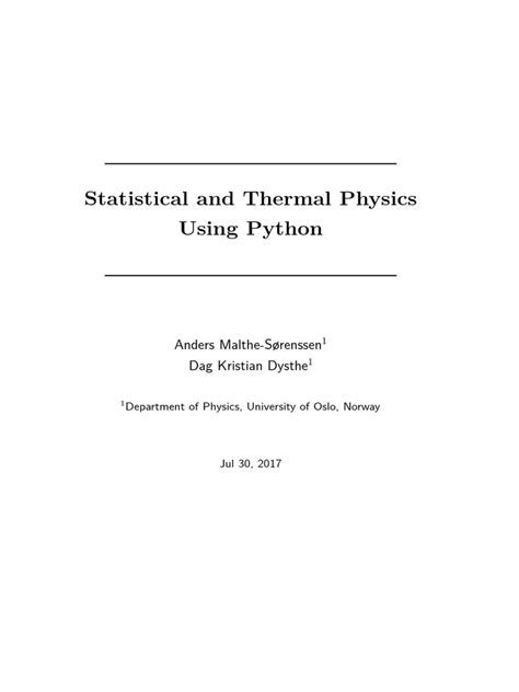 Stat Thermal Phys Python Pdf Thermodynamics Entropy