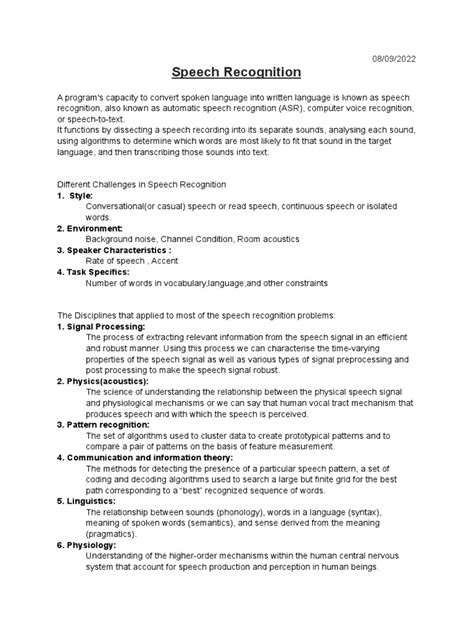 speech recognition key concepts and algorithms pdf speech