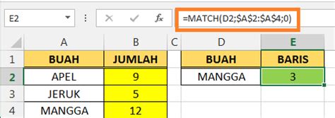 Penggunaan Rumus Match Dan Index Di Excel