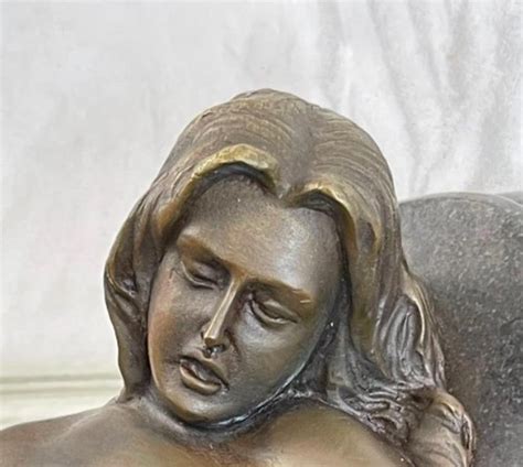Nude Youthful Sexy Woman Bronze Sculpture Signed Original Erotic Art