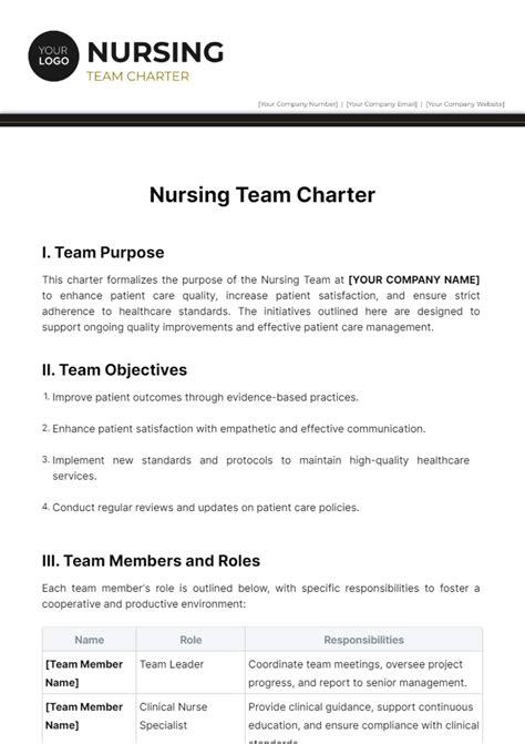 Free Nursing Team Charter Template Edit Online Download Template Net