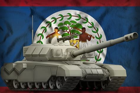벨리즈 국기 배경에 무거운 탱크입니다 3d 일러스트레이션 교통수단에 대한 스톡 사진 및 기타 이미지 교통수단 군사 기 Istock