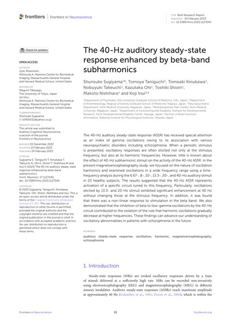 Pdf The 40 Hz Auditory Steady State Response Enhanced By Beta Band