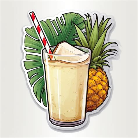 Premium Vector Sticker Vector Logo Pina Colada Vector White Background