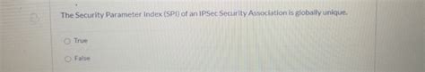 Solved The Security Parameter Index Spi Of An Ipsec