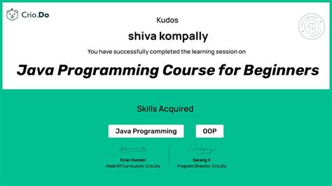 Javaprogramming Learningjourney Criodo Softwaredevelopment Shiva Kumar Kompally