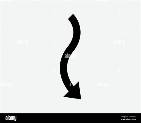 Wave Arrow Down Right Side Icon Bend Curve Curvy Curly Wavy Path Position Direction Guide Point