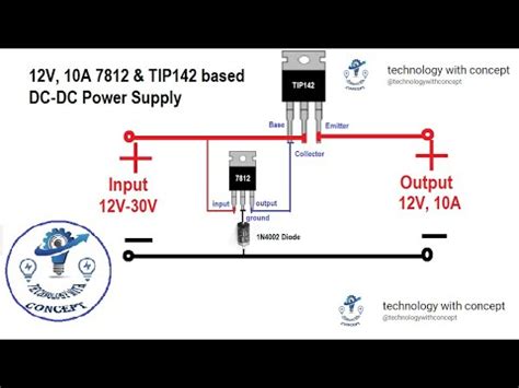 DIY 12V 10A DC DC Power Supply Using 7812 Voltage Regulator And TIP142 Transistor YouTube