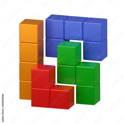 Crystal Cube 3d Building Block Set Isometric Blocks Abstract Construction From Isometric