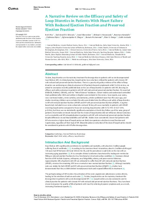 Pdf A Narrative Review On The Efficacy And Safety Of Loop Diuretics